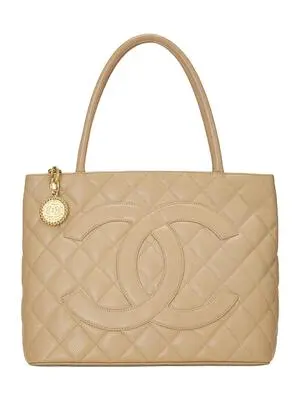 Chanel Quilted Caviar Medallion Tote - Beige
