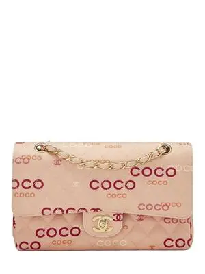 Chanel Quilted Canvas Coco Classic Double Flap Shoulder Bag - Pink