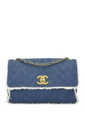 CHANEL Chanel Quilted Denim Half Flap Maxi