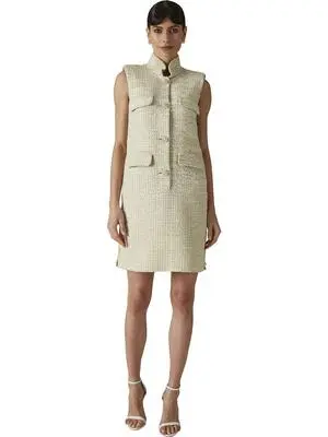 Chanel Tweed Button-up Mini Dress - Cream