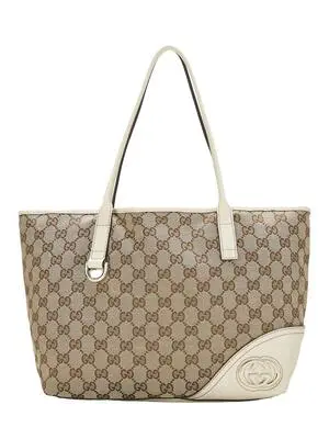 GUCCI White Original GG Canvas Britt Tote Bag