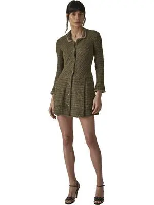 Chanel Woven Tweed Mini Dress - Green