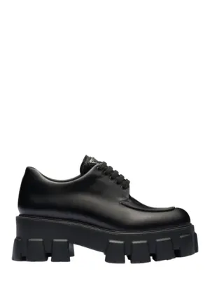PRADA Prada Monolith Brushed Leather Lace-Up Shoes