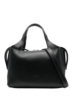 TOD'S Leather Boston Tote Bag - Black
