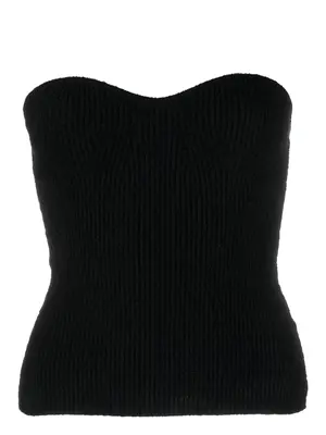 Wardrobe.NYC Ribbed-knit Bandeau Top - Black