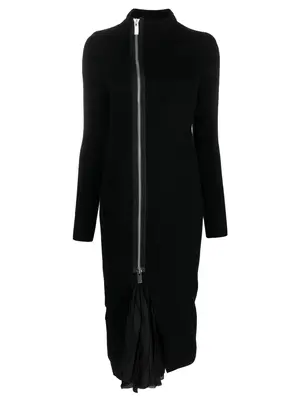 Sacai Layered Wool And Satin Dress - Black