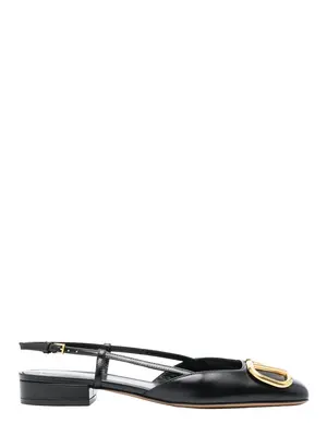 Valentino Garavani Vlogo Leather Slingback Ballerinas - Black