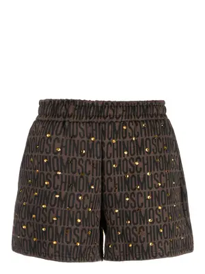 MOSCHINO Logo-print Studded Shorts