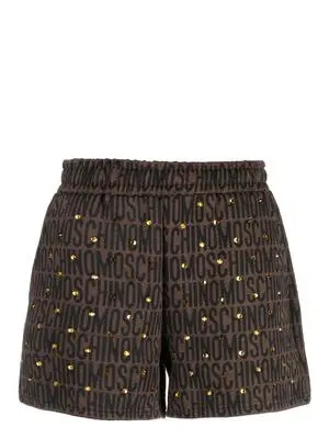 Moschino Logo-print Studded Shorts - Brown