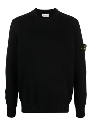 Stone Island Compass-patch Cotton-blend Jumper - Black