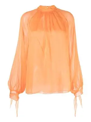 Roberto Cavalli Semi-sheer Silk Blouse - Orange