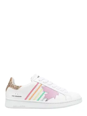 Dsquared2 Contrast-stitch Leather Sneakers - White
