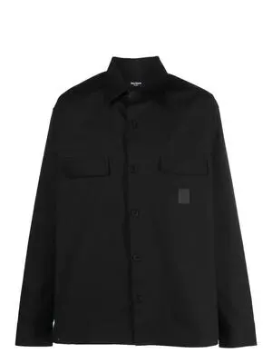 Balmain Logo-patch Cotton Shirt - Black