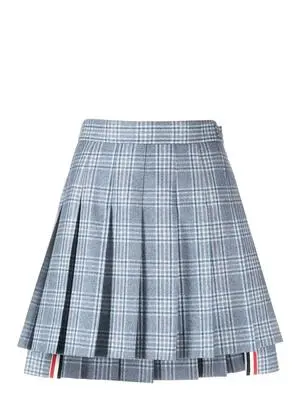 Thom Browne Pleated Checked Mini Skirt - Blue
