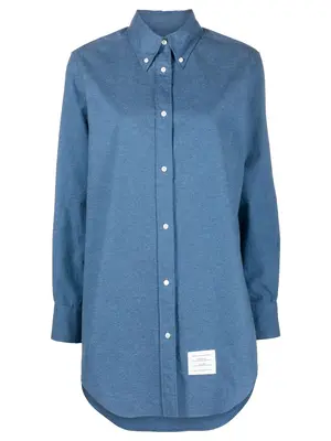 Thom Browne Logo-patch Shirt Dress - Blue