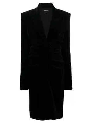 TOM FORD Plunging V-neck Velvet Midi Dress - Black