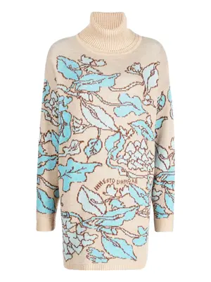 TWINSET X Marco Rambaldi Floral-jacquard Roll-neck Jumper - Neutrals