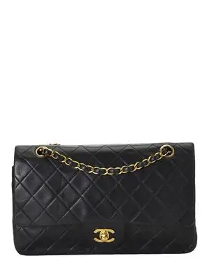 Chanel Quilted Lambskin Classic Double Flap Medium Shoulder Bag - Black