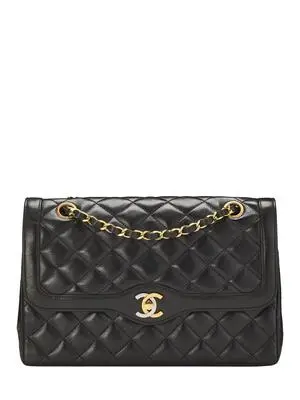 Chanel Quilted Lambskin Paris Limited Double Flap Medium - Black