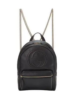 Gucci Leather Soho Chain Backpack - Black