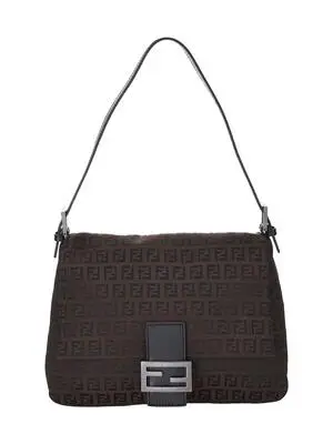 Fendi Zucchino Canvas Mama Shoulder Bag - Brown