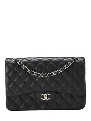 CHANEL Quilted Lambskin Double Flap Jumbo Shoulder Bag