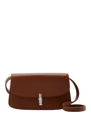 THE ROW Sofia E/W Leather Crossbody Bag Brown