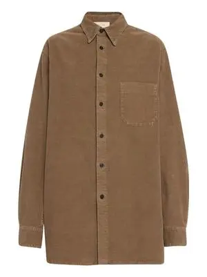 THE ROW Idro Corduroy Collared Shirt - Camel