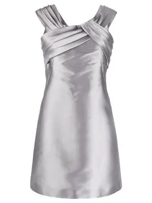 Alberta Ferretti Pleated Mikado Minidress - Grey
