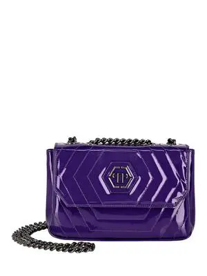 Philipp Plein Quilted Patent-leather Shoulder Bag - Purple
