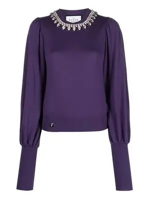Philipp Plein Crystal-embellished Wool Jumper - Purple