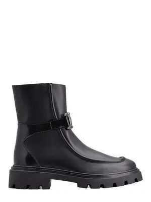 TOD'S Logo-engraved Zipped Leather Boots - Black