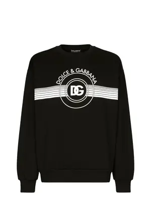 Dolce & Gabbana Logo-print Long-sleeved Cotton Sweatshirt - Black