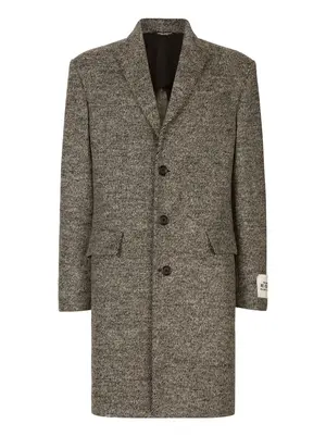 Dolce & Gabbana Single-Breasted Melange Coat Grey