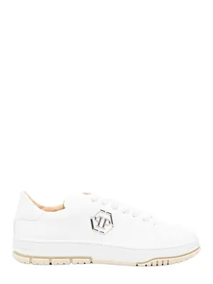 Philipp Plein Logo-plaque Leather Sneakers - White