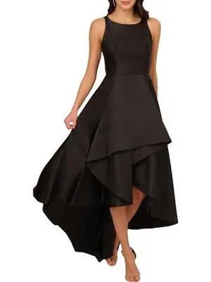 Adrianna Papell Mikado High-low Gown - Black