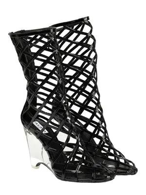 Alaïa Leather Wedge Ankle Boots - Black