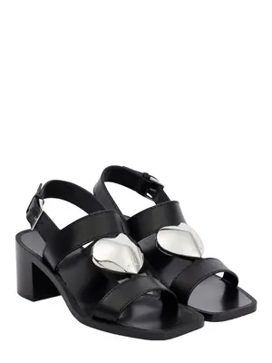 Alaïa Le Cœur Leather Sandals - Black
