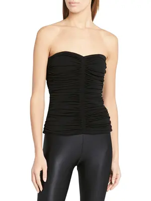 Saint Laurent Saint Laurent Ruched Strapless Tube Top Nero