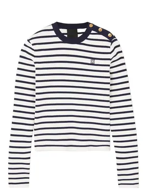 Givenchy Button-embellished Striped Cotton Sweater - White