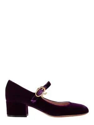 GIANVITO ROSSI Mary Ribbon 45 Velvet Pumps - Purple