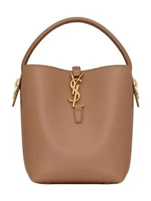 Saint Laurent Le 37 Small Shiny Leather Bucket Bag Fox