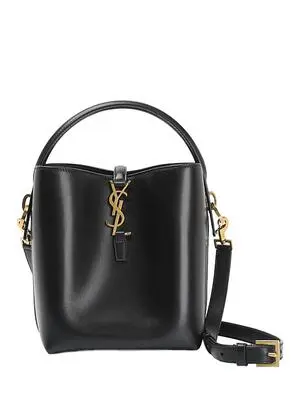 Saint Laurent Le 37 Shiny Leather Bucket Bag - Nero Gold/shiny Leather