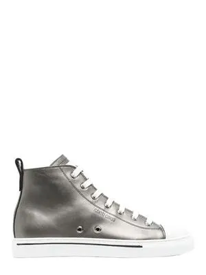 Roberto Cavalli Metallic Leather High-top Sneakers - Grey