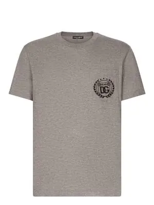 Dolce & Gabbana Embroidered-logo Cotton T-shirt - Grey