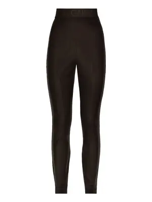 DOLCE & GABBANA Logo-waistband Satin Leggings
