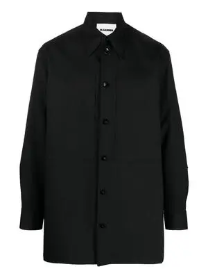 JIL SANDER Pointed-collar Button-up Shirt - Black