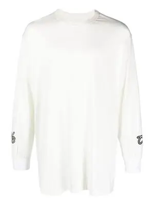 Y3 Gfx L/s Logo-flocked T-shirt - White