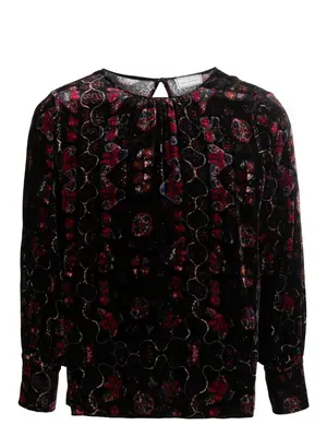 PIERRE-LOUIS MASCIA Velour Paisley-print Blouse - Black