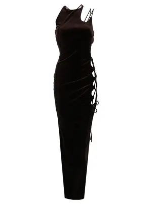 Monse Lace-up Velvet Maxi Dress - Brown